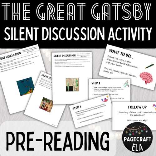 The Great Gatsby Pre-Reading Silent Discussion Activity for Anticipation