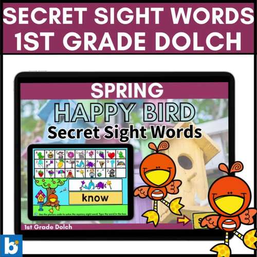 Spring Crack the Code Spelling Boom Cards for 1st Grade Dolch Sight Words