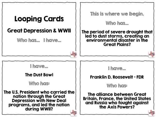 Looping Cards - Great Depression & WWII in Texas History by Lone Star ...