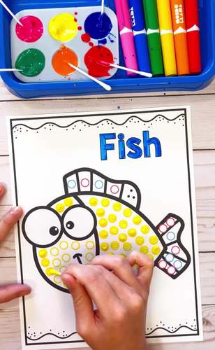 Q Tip Painting Fine Motor Activities Ocean Animals Crafts by Preschool ...