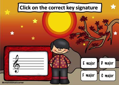 Lunar New Year Major Key Signature Digital Task Cards on Boom Cards™