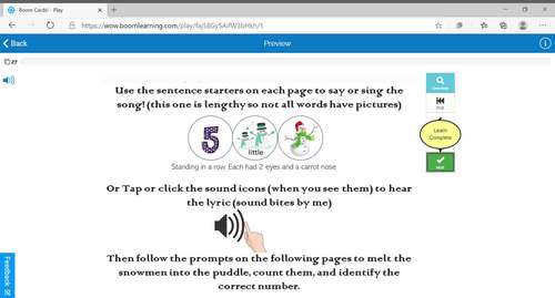 5 Little Snowmen Interactive Song BOOM Cards by Petite Speech Geek