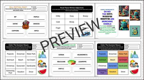 Seasons & Weather Verbs, Nouns, & Adjectives Worksheets for ESL and ...