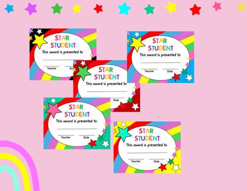 Printable Star Student Awards, Editable Bright Star Student Awards, Awards