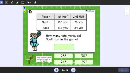 Addition and Subtraction Word Problems Football Theme Task Cards & Game ...