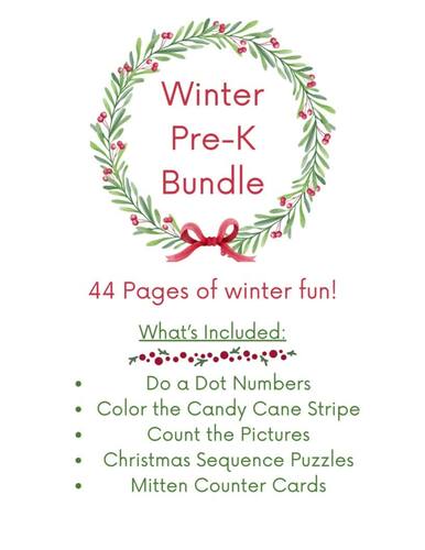 Pre-K Winter Activity Workbook by Miss Natalie's Resources | TPT