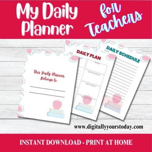 My Daily Planner for Teachers by Digitally Yours Today | TPT