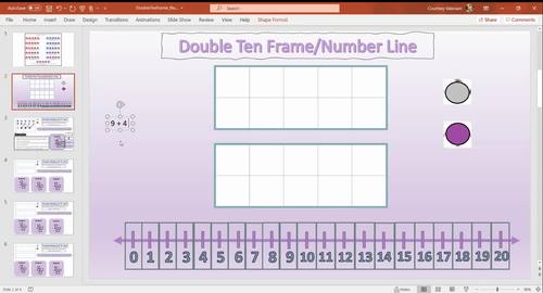 Double ten frame/number line - with examples and practice with moveable ...
