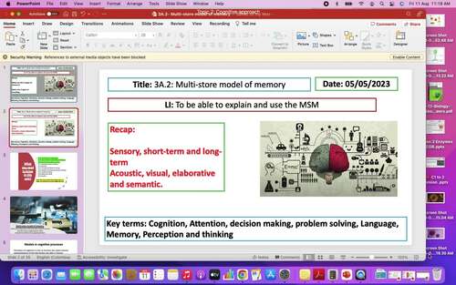 IB Psychology: Multi-store model of memory by Engaging Science for all