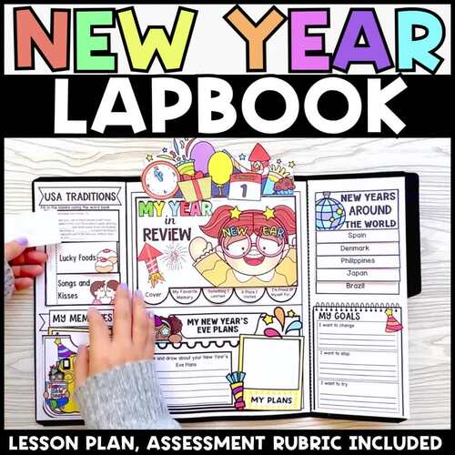 New Year Lapbook-ESL Social Studies Holidays Scaffolded Writing Craft Unit