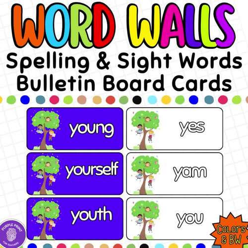 Letter Y Spelling and Sight Words Word Wall Bulletin Board Kit Pretty ...