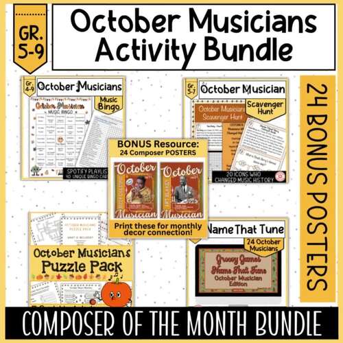 October Composer of the Month COMPLETE Activity Bundle for Middle ...