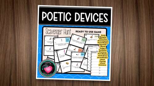 Poetic Device Definition Scavenger Hunt - 100% Editable by For the love ...
