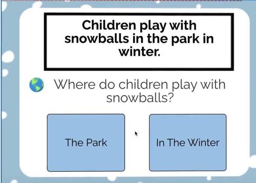 Wh- Questions Reading Comprehension Task Cards | Winter Themed | TPT