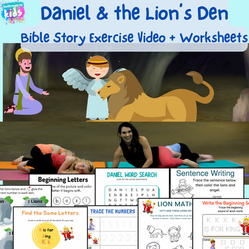 Daniel & the Lion's Den Bible Story Video with Exercise & Worksheets