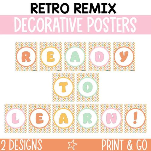Retro Groovy Classroom Posters / Rainbow Classroom Decor / Word Posters