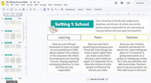 Life Skills: Being Accountable Google Slides Lessons- Digital, Editable