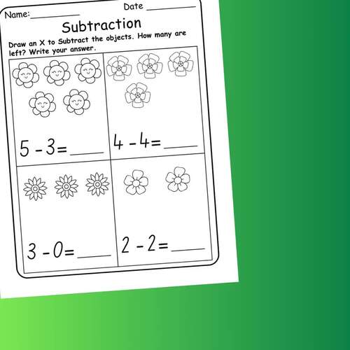 Spring Flowers Subtraction Worksheets Within 10 | Kindergarten Math ...