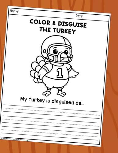 Disguise the Turkey Coloring and Writing Prompts | Thanksgiving Activity