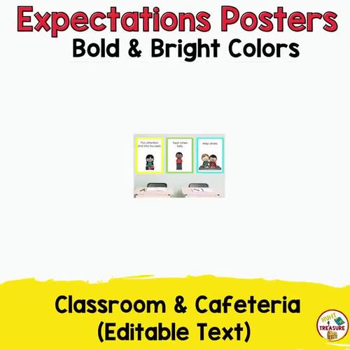 Classroom And Cafeteria Expectations | Editable | Bold and Bright Colors