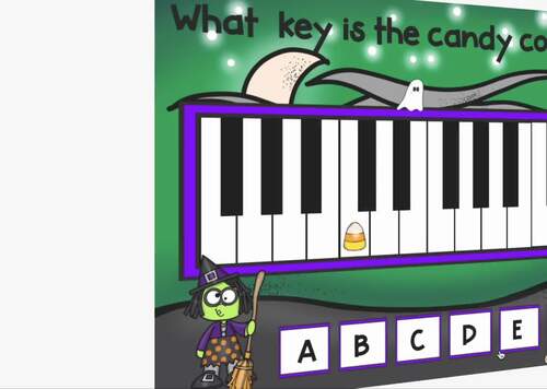 Halloween Music Theory Piano Key Name Digital Task Cards on Boom Cards™