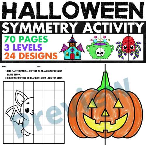 Halloween Math Symmetry Activity Lines of Symmetry Art Drawing Centers ...