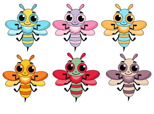 Cute Cartoon Bug, Insect Clipart 5, 74 PNG, Editable Vector, Digital ...