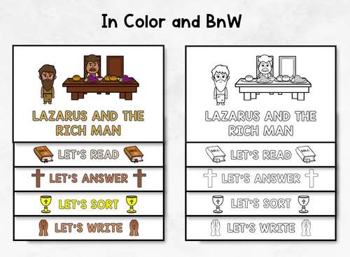 Lazarus and the Rich Man Bible Flipbook Craft Activity for Sunday School