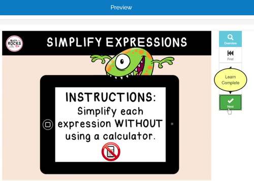 Simplifying Expressions without using a Calculator Digital Boom Cards ...