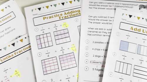 Adding and Subtracting Fractions with Unlike Denominators Using Visual ...