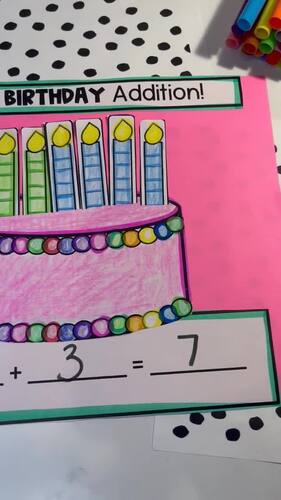Addition Math Craft Birthday Cake by The Teaching Diva Corner | TPT