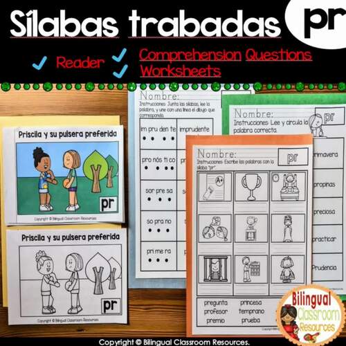 Sílabas trabadas pr | Librito | Hojas de trabajo | Decodable Reader in ...