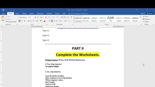 AHII - Unit 4 - Day 9 of 10 - Daily Assignments for Google Classroom