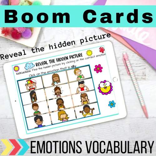 Boom Card - Reveal the hidden picture- Emotions Summer Theme ESL/ELL
