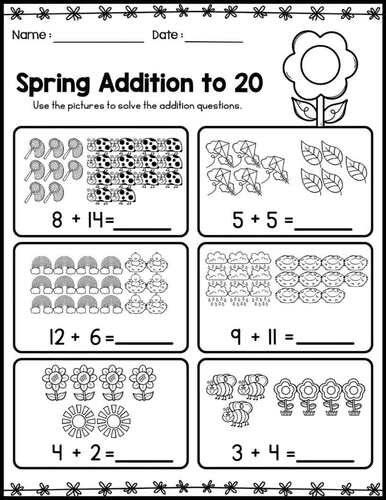 Spring Addition With Picture Within 20 Worksheet | Simple Addition With ...
