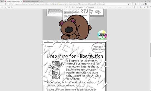 Hibernation: Winter Animals Comprehension Practice {Hibernation}