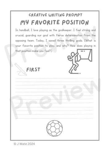 Handball Creative Writing Prompts for the Summer & Writing Worksheet ...