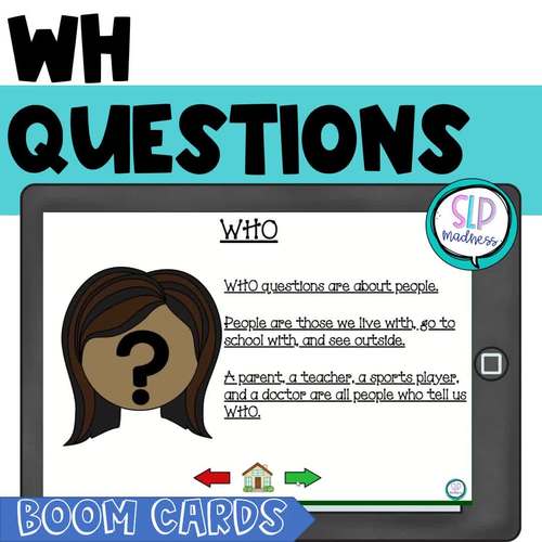 No Prep Speech Therapy Answering Wh Questions Boom Cards by SLP Madness