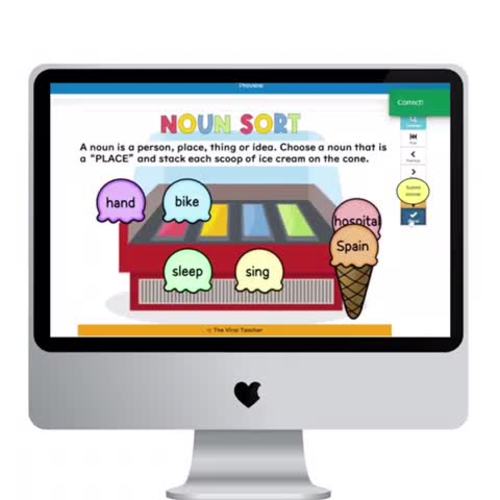 Nouns and Verbs Parts of Speech Review & Language Activity Boom™ Cards