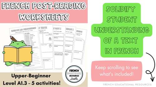 French post-reading activities and worksheets - Upper-Beginner level A1.3