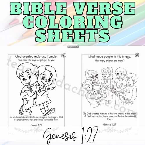 Bible Coloring Sheets- Genesis 1:27 | Sunday School, Christian ...