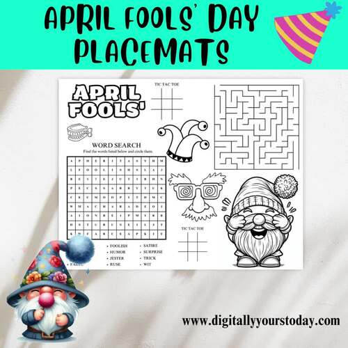 April Fools' Day Activity Placemats for kids of all ages: 12 Different ...
