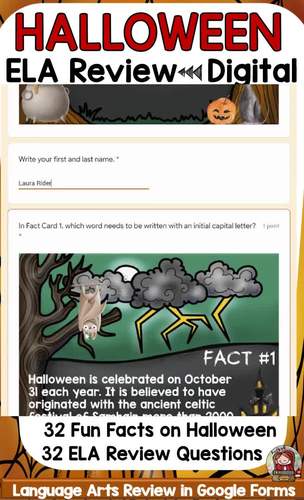 Halloween Activities ELA Digital Test Prep Google Classroom by Teach2Tell