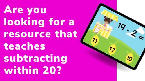 Subtraction Within 20 Boom Cards Lilly's Lemonade Stand by Fiddleheads