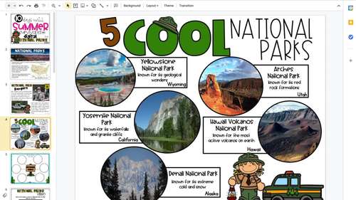 End of the Year Countdown Activities. National Parks Research, Postcard ...