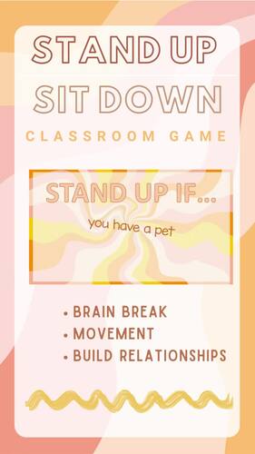 STAND UP SIT DOWN classroom game by The Home Room | TPT