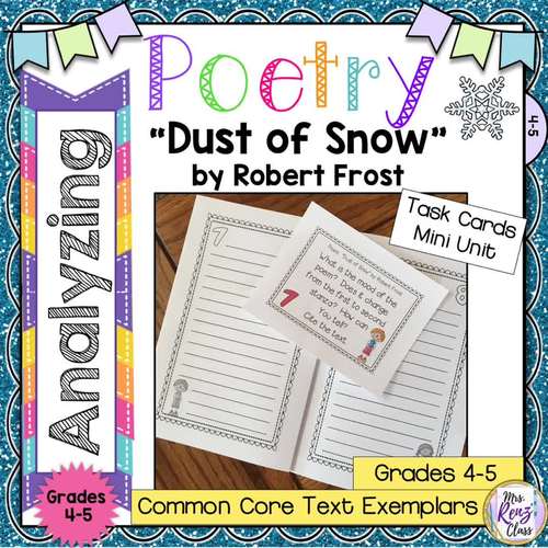 Poetry Task Cards Dust of Snow by Robert Frost Poetry Analysis Mini Unit