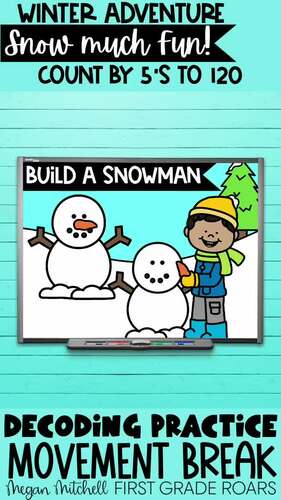 Counting by 5's to 120 Math Snow Activity Winter Adventure Movement Break