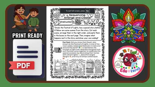 Diwali Activities First Grade | Festival of Lights Story Sequencing ...