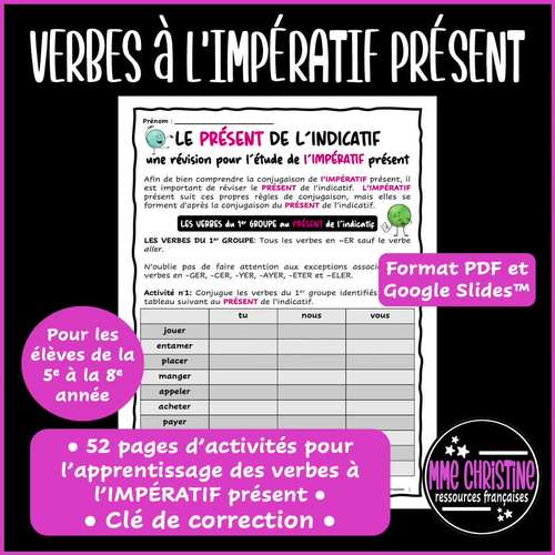 BUNDLE Les VERBES à l'IMPÉRATIF présent I 2 cahiers d'activités I 2 ...